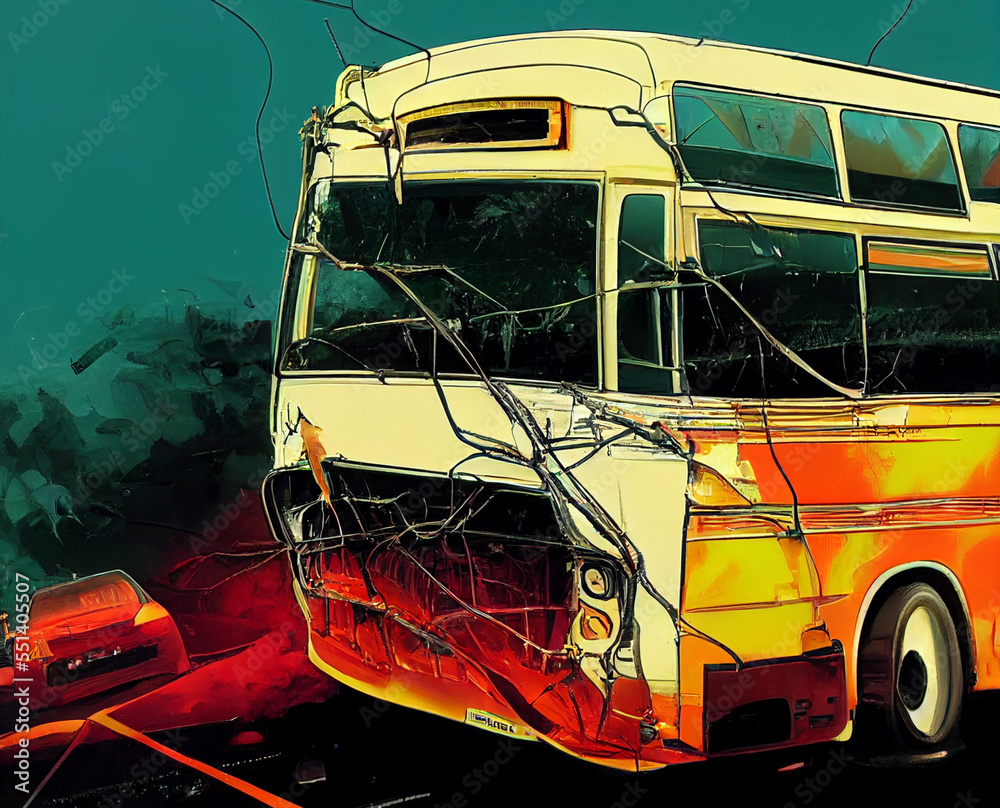 Road accident, accident with a passenger city bus, the bus crashed into ...