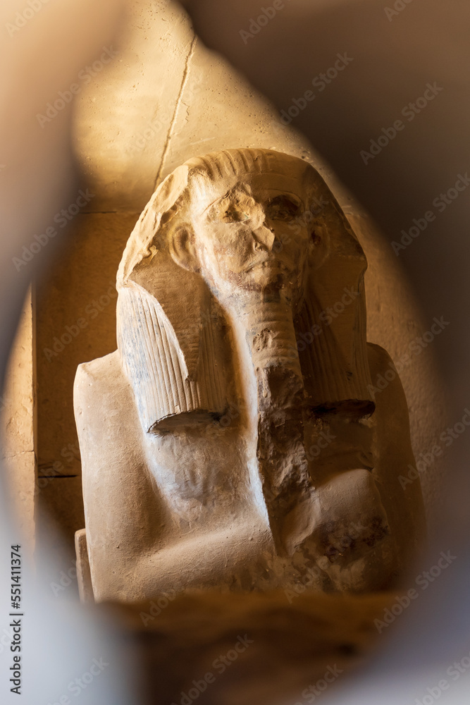 Life-sized statue of Djoser inside the Serdab ('cellar') - a limestone ...