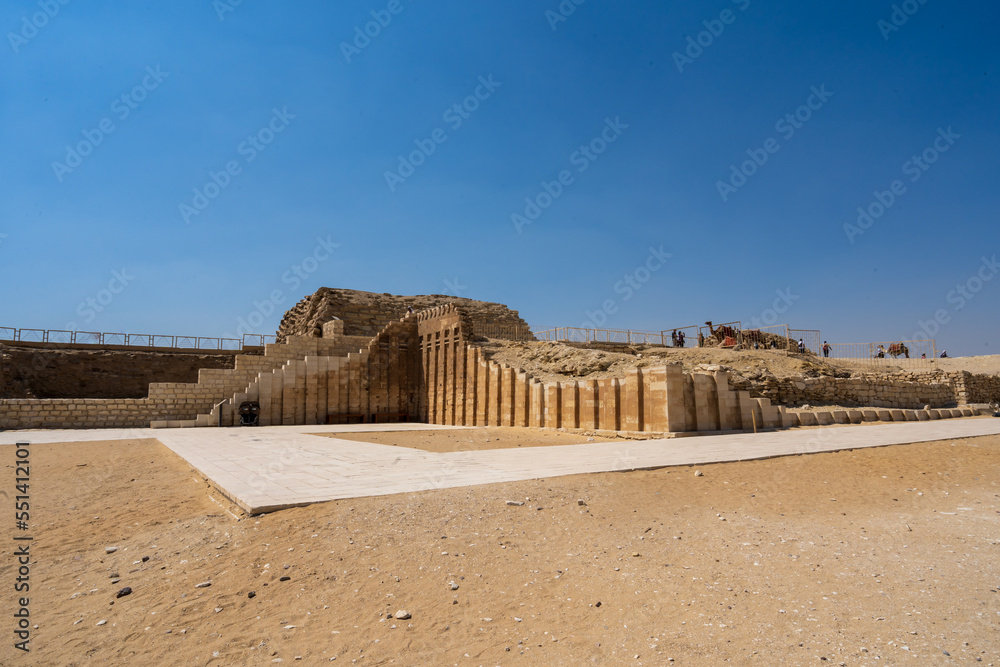 Step pyramid of Djoser funerary complex (necropolis) in Saqqara, Egypt. Travel and history ...