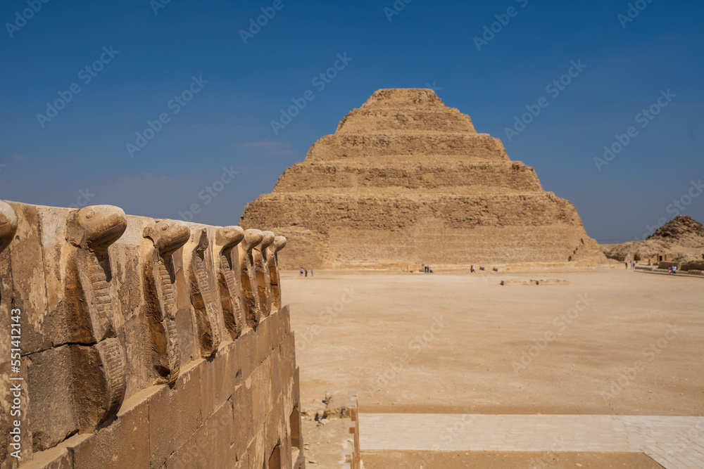 Step pyramid of Djoser funerary complex (necropolis) in Saqqara, Egypt. Travel and history ...