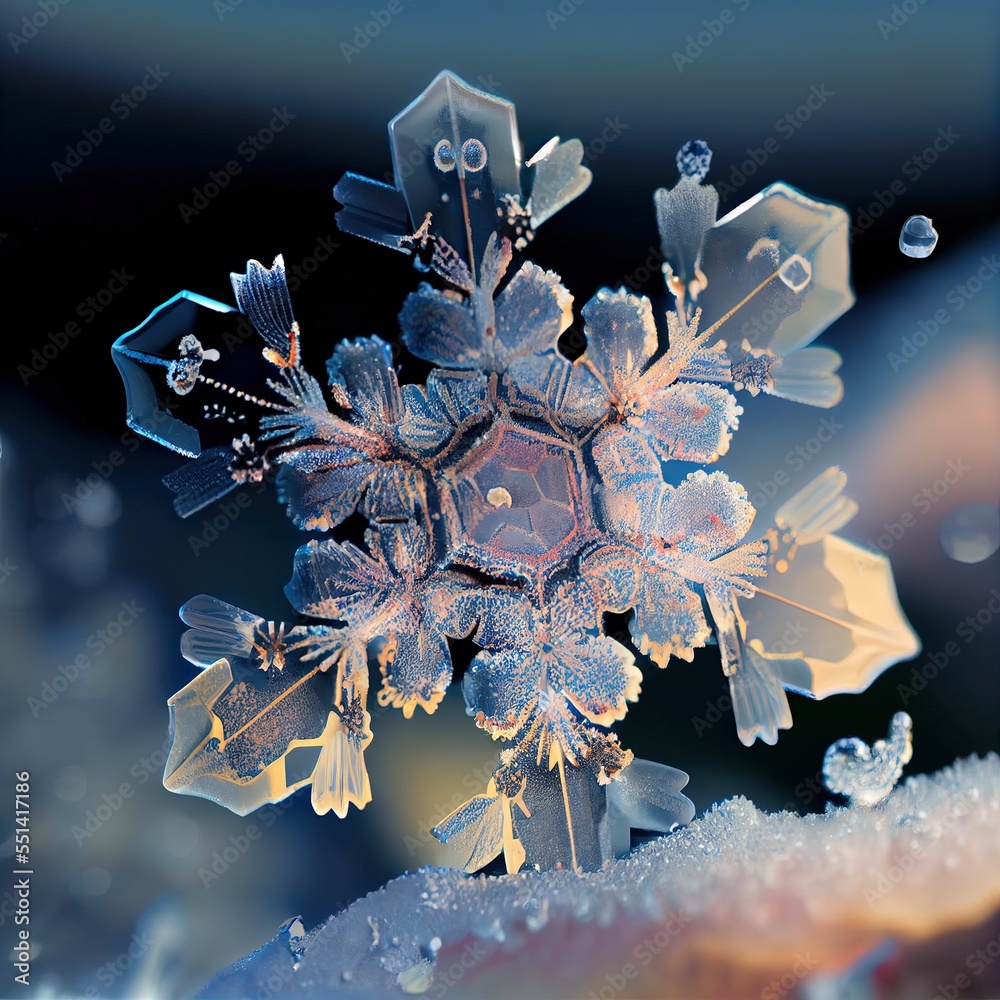 Snowflake Under The Microscope Very Detailed View Macro Stock Illustration Adobe Stock
