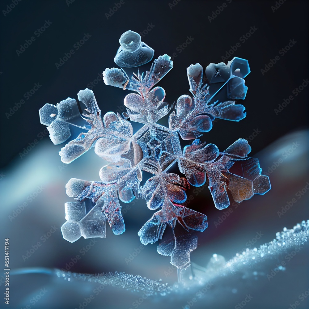 snowflake under the microscope, very detailed view Stock Illustration ...