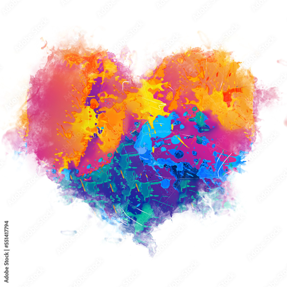 Watercolor Heart graffiti, Heart drawing with watercolor, Colorful ...