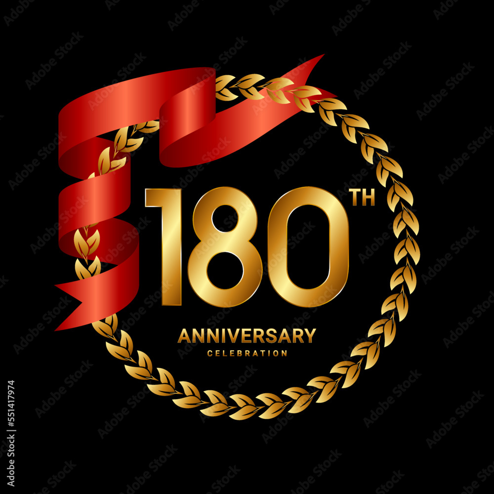 180th Anniversary Celebration. Anniversary Logo Design with Laurel ...