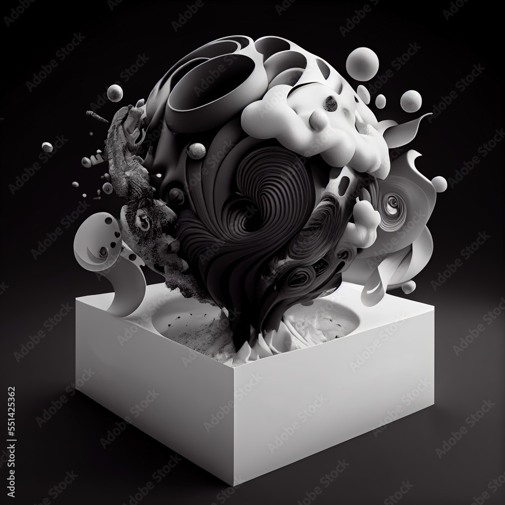 3d design illustration box rendering in white and pink, pop album cover ...