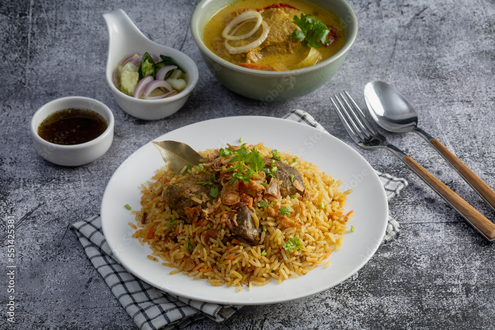 Beef Biryani or Curried rice and beef - Thai-Muslim version of Indian ...