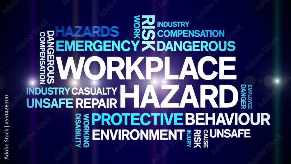 Workplace Hazard animated tag word cloud;text design animation kinetic ...
