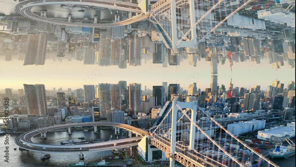 Futuristic Aerial View of Tokyo. Surreal view of high rise city ...