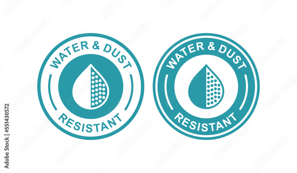 Water and dust resistant logo vector template. Suitable for product ...