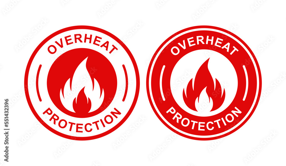 Overheat protection logo seal badge. Suitable for product label Stock ...