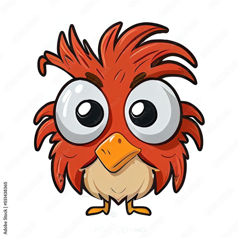 a cartoon bird with big eyes and a sad look on its face. Generative AI ...