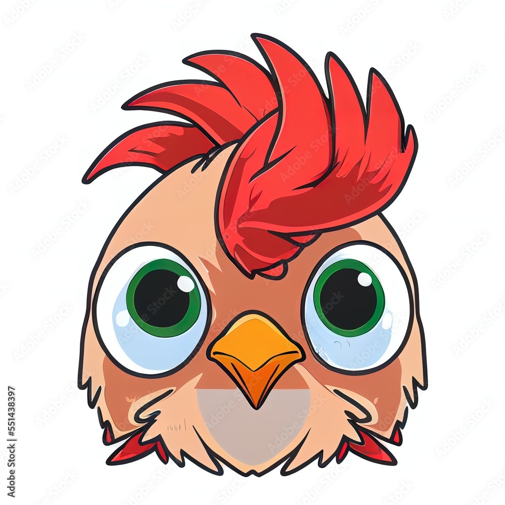 a cartoon chicken with a red mohawk on its head Stock Illustration ...