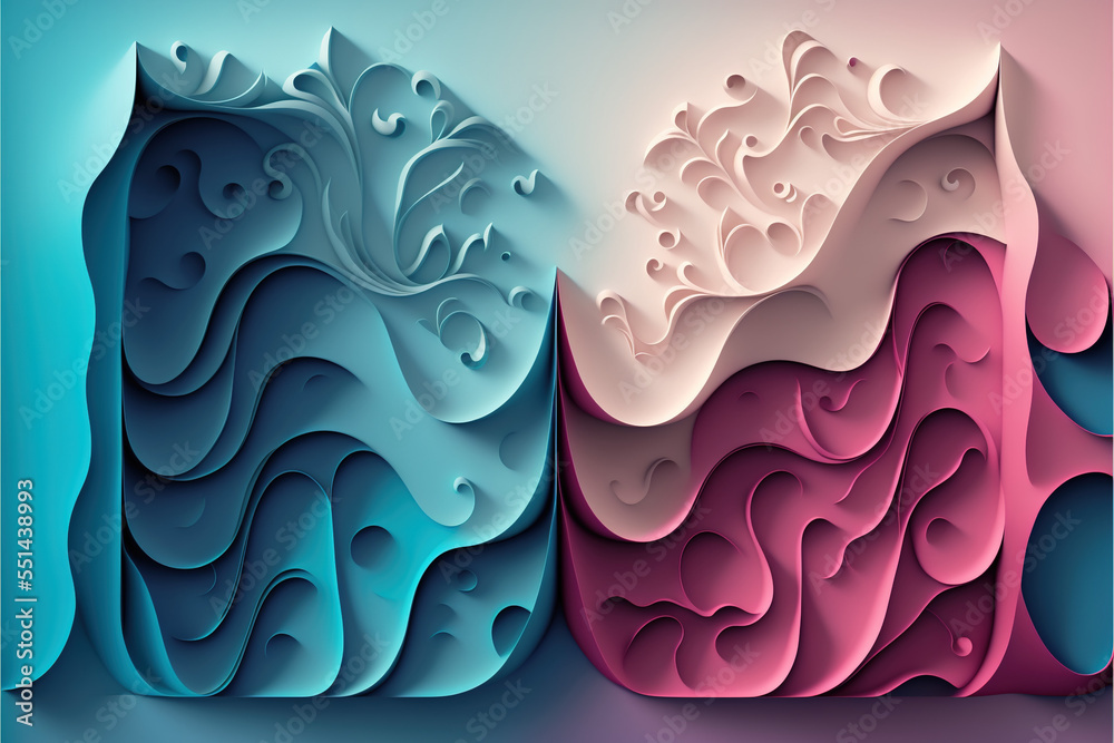 pink vs blue paper cutout design abstract paper craft background for ...