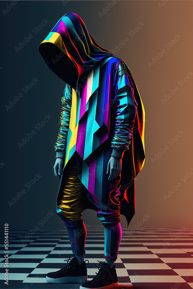 Glitch street-ware Art Deco style illustration generated with ...