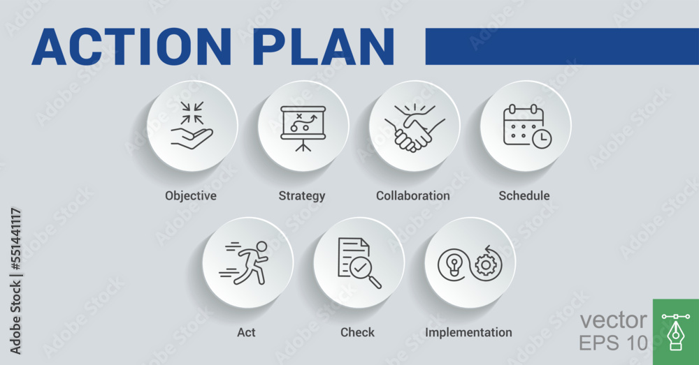 Action plan banner web icon for business and marketing. objective ...