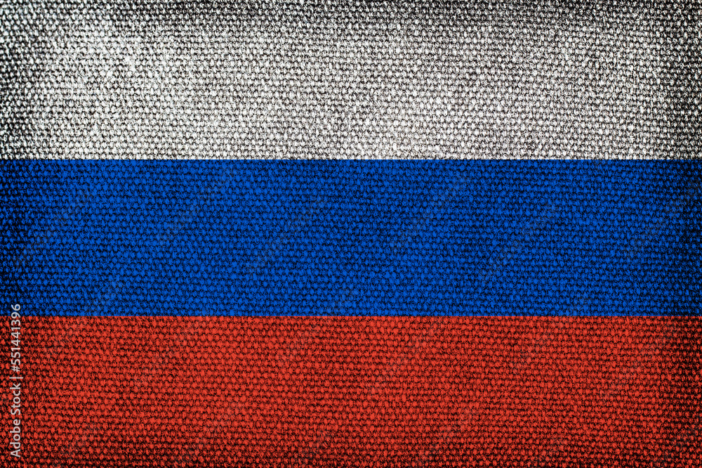 Flag of the Russian Federation with a coarse fabric texture. Stock ...