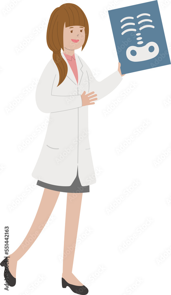 Female paramedic medical worker with x-ray, cartoon comic vector ...