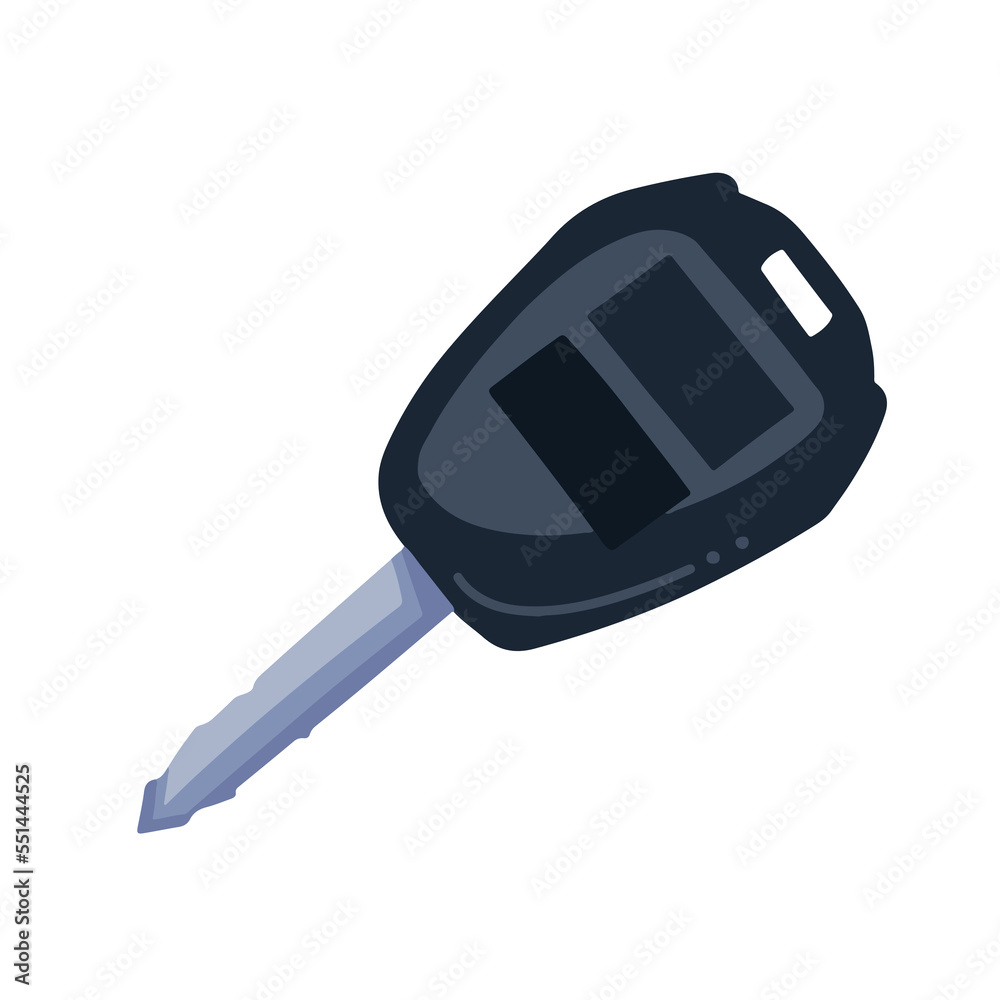 Black car key vector illustration isolated on plain white background ...
