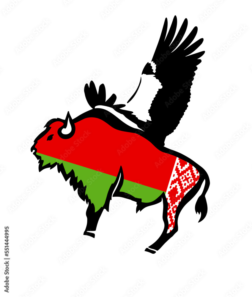 powerful bison with wings. symbol of strength and freedom. logo. Vector ...