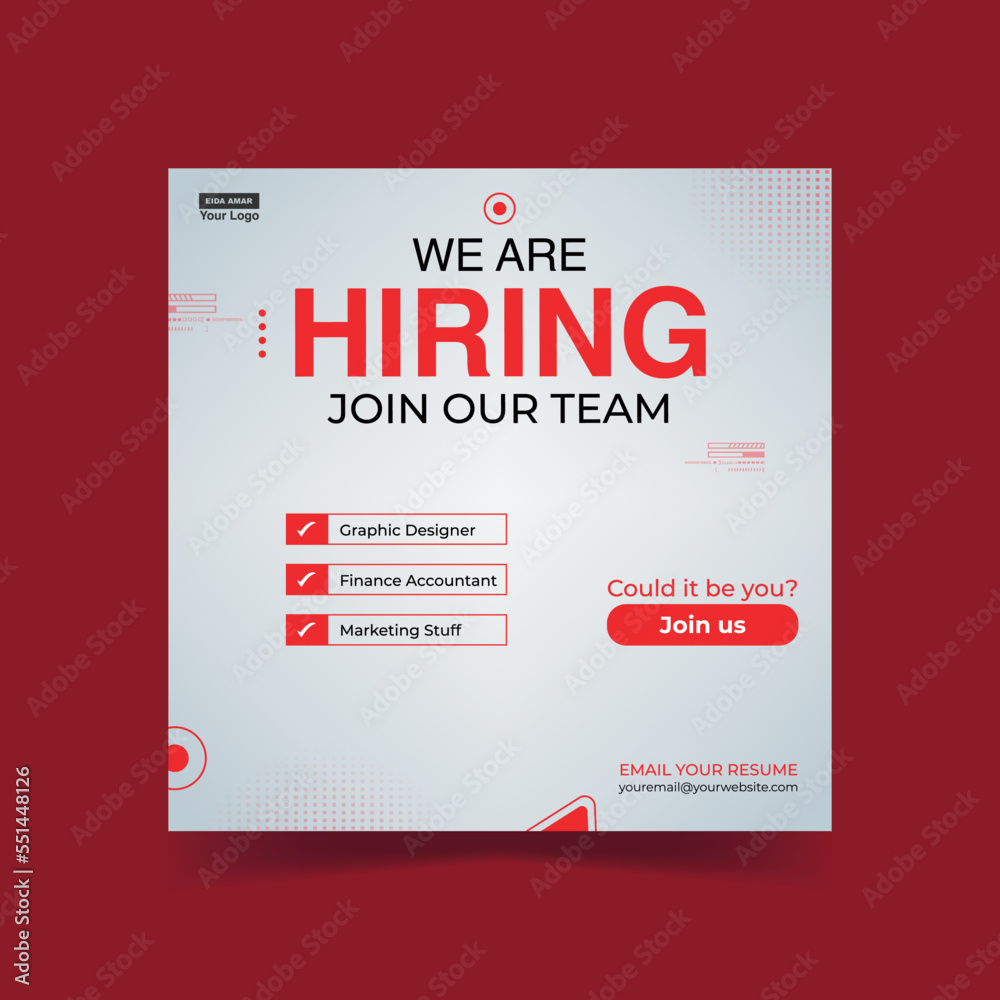 We are hiring post template for social media banner post Stock Vector ...