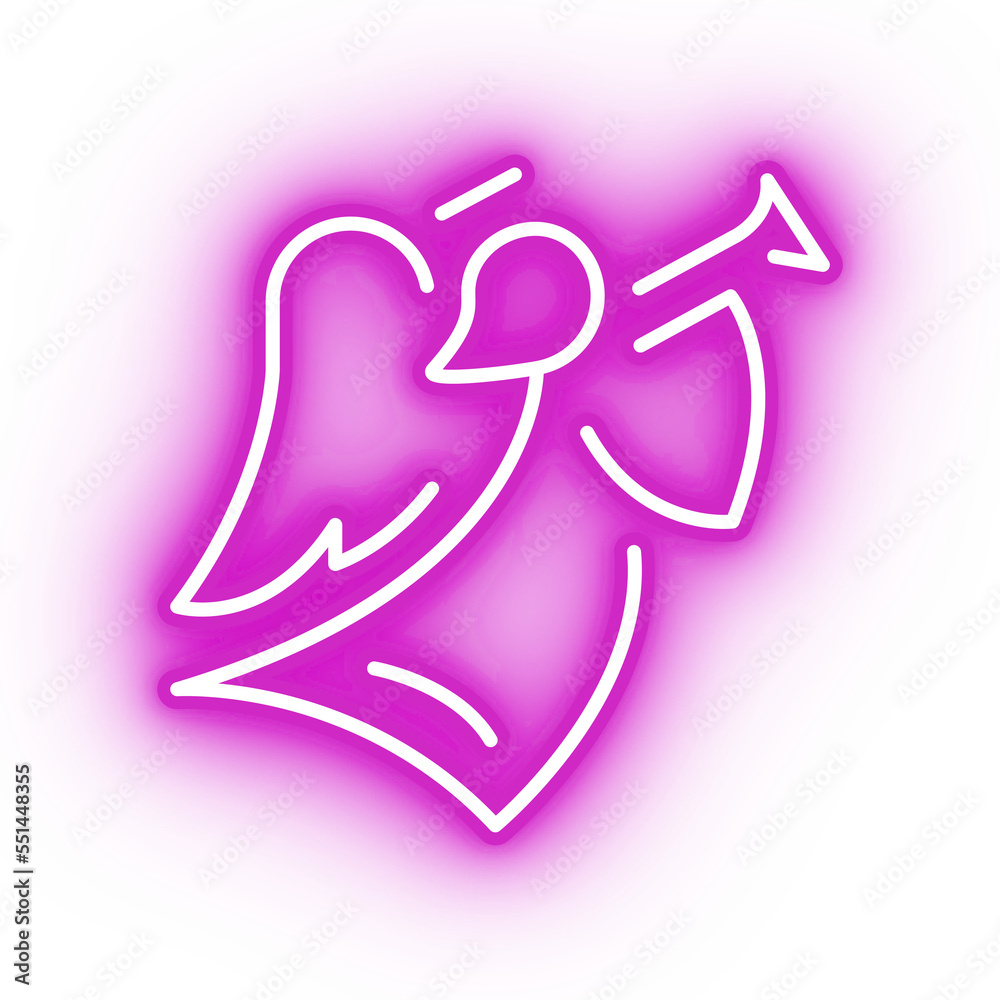 Neon pink angel icon, flying angle on transparent background Stock ...