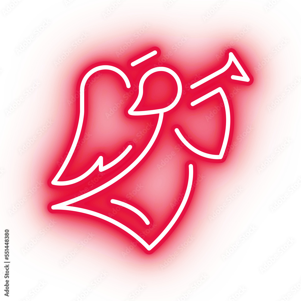 Neon red angel icon, flying angle on transparent background Stock ...