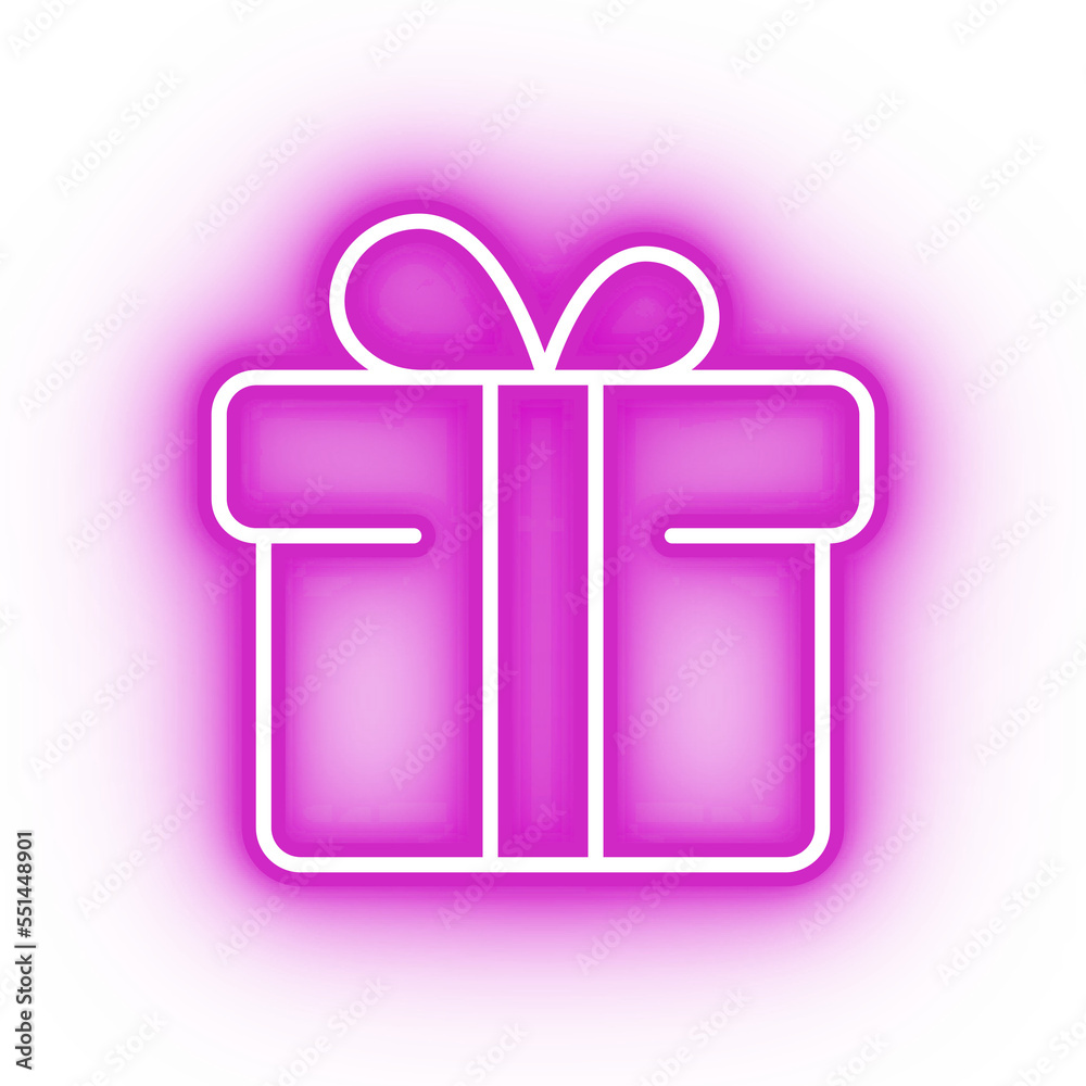 Neon pink gift box icon, present on transparent background Stock ...