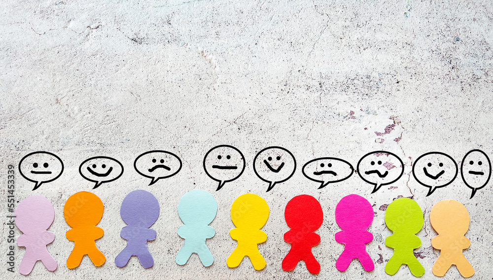 Hand Drawn Happy and Sad Face Emotions on Colorful Sticky Notes ...