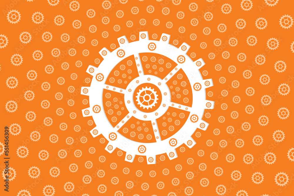 Gear images texture background, white gears with orange background ...