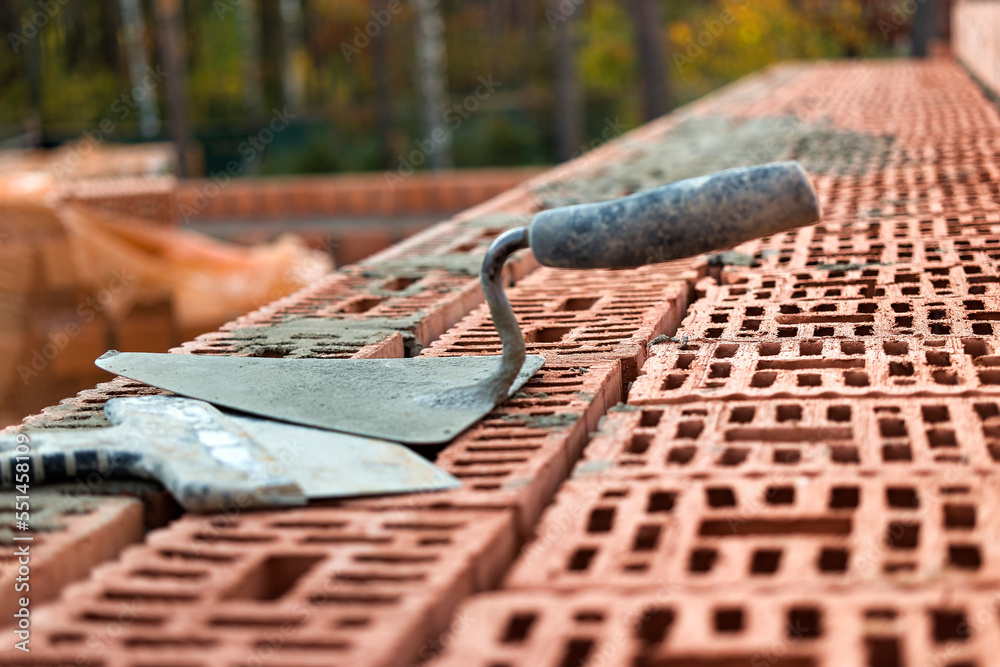 Construction trowel for laying bricks and blocks. Construction tool of ...