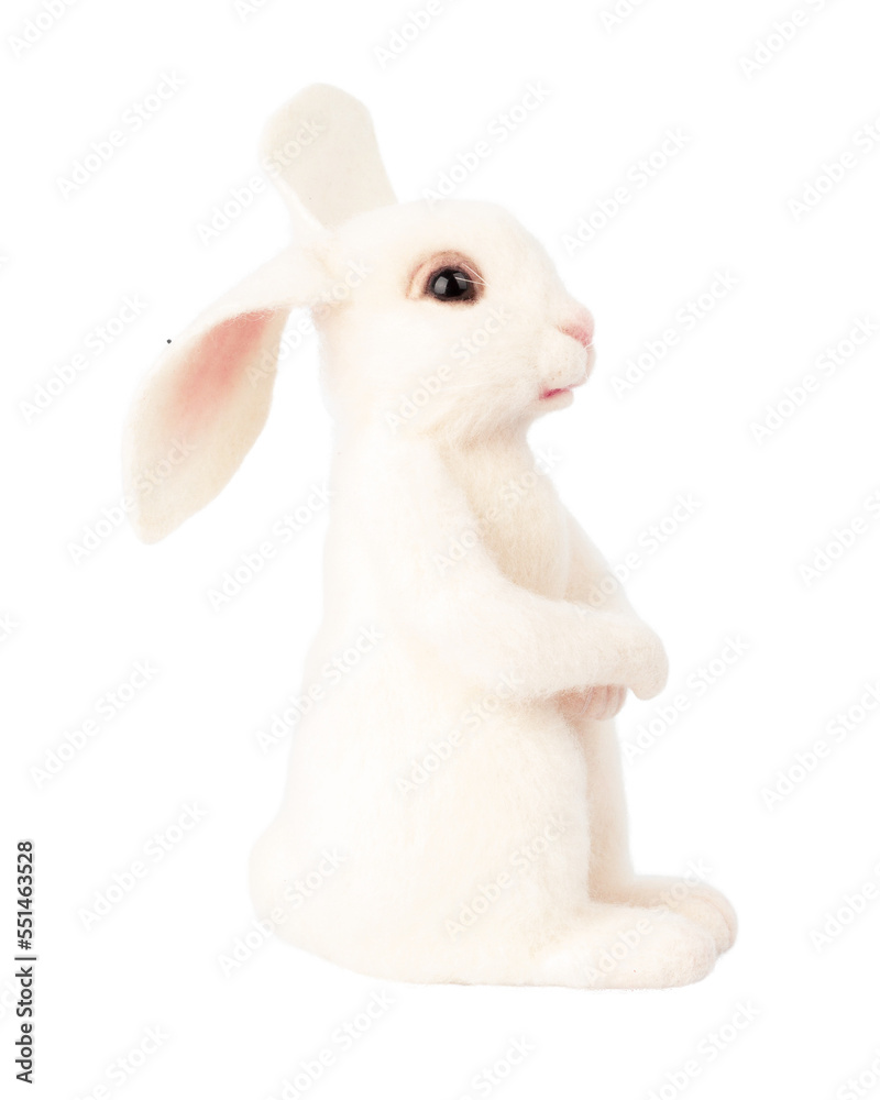 Cute white bunny, side view. Easter rabbit, symbol of the Chinese New ...