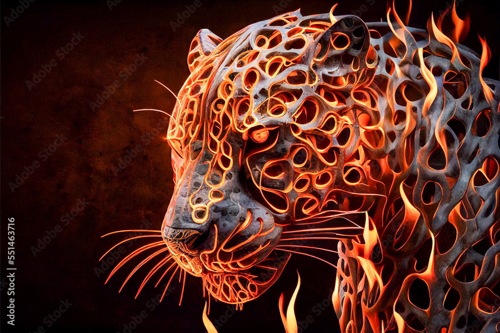fire sculpture of jaguar , jaguar face made of flame Stock Illustration ...