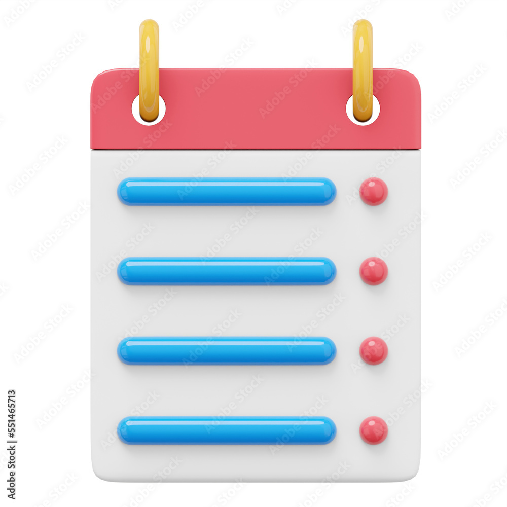 Flip calendar assignment. 3D rendering. PNG icon on transparent ...