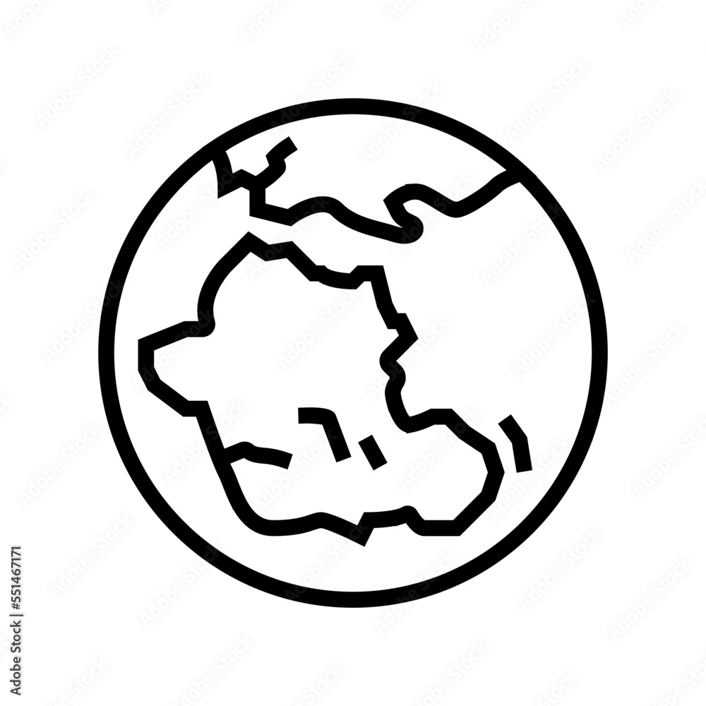 gondwana earth continent map line icon vector. gondwana earth continent ...