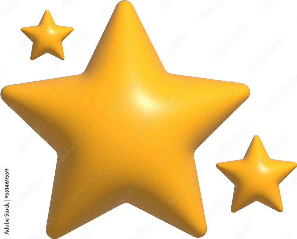 3D yellow stars sparkle firework, decoration twinkle, shiny flash. Glowing light effect stars ...