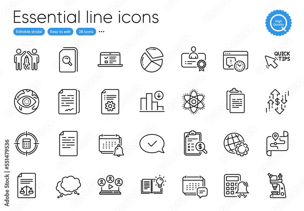 Microscope Calculator Target And Technical Documentation Line Icons Collection Of Search Files