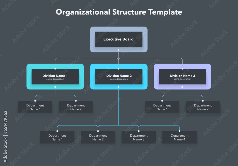 Modern infographic for company organizational structure -dark version ...
