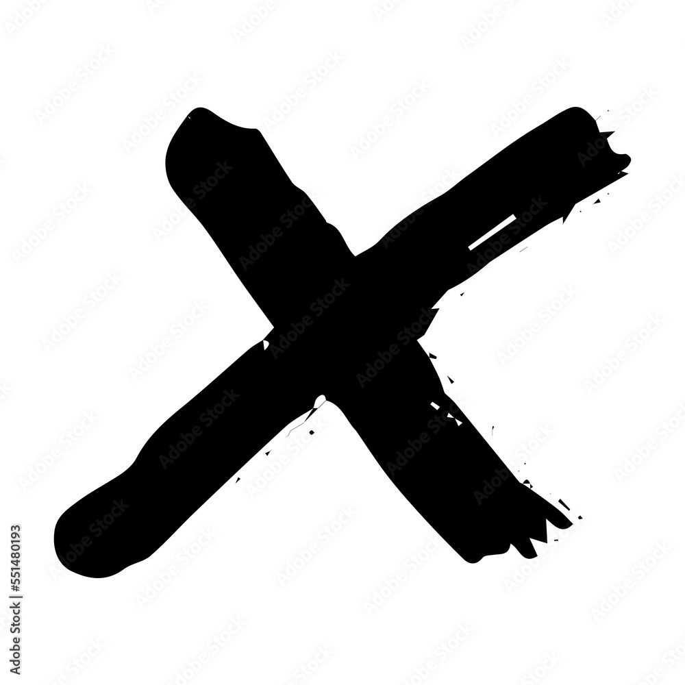 Hand drawn cross mark illustration. Marker wrong sign clipart. Ink ...