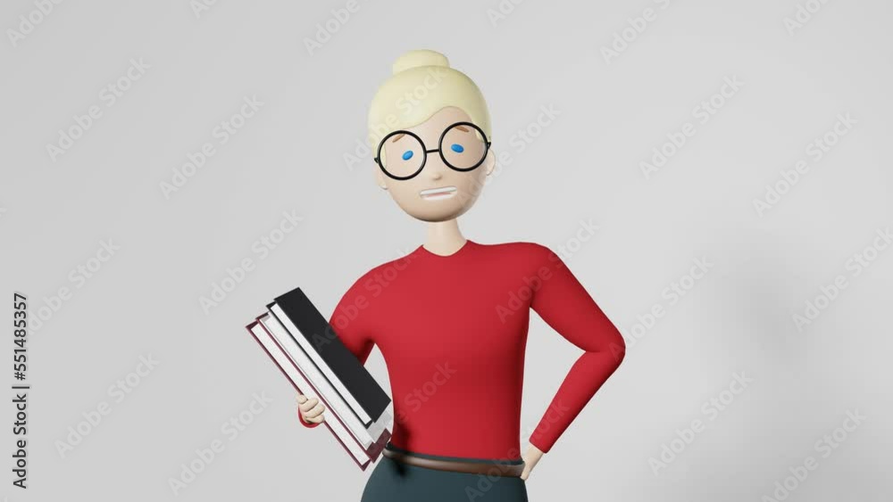Smiling blond girl employee glasses 3D loop animation UI UX design 4K ...