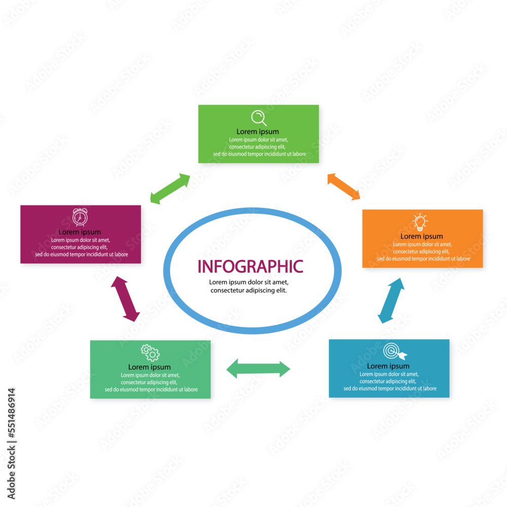 Vector Infographic Template Design Label with icons and 5 choices or steps. Can be used for ...