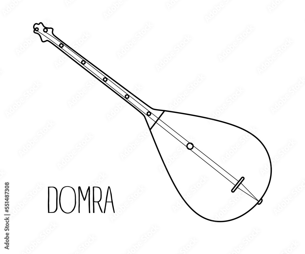 Hand drawn Domra illustration. Musical instrument domra isolated on ...