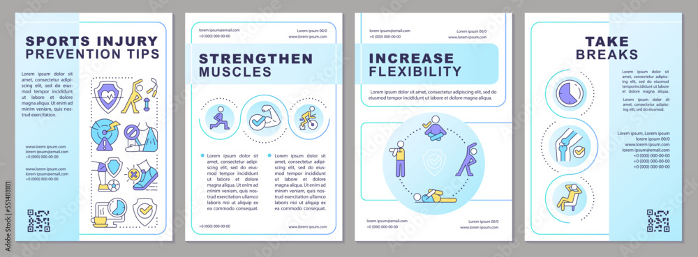 Sports injury avoiding tips brochure template. Reduce athlete risks ...