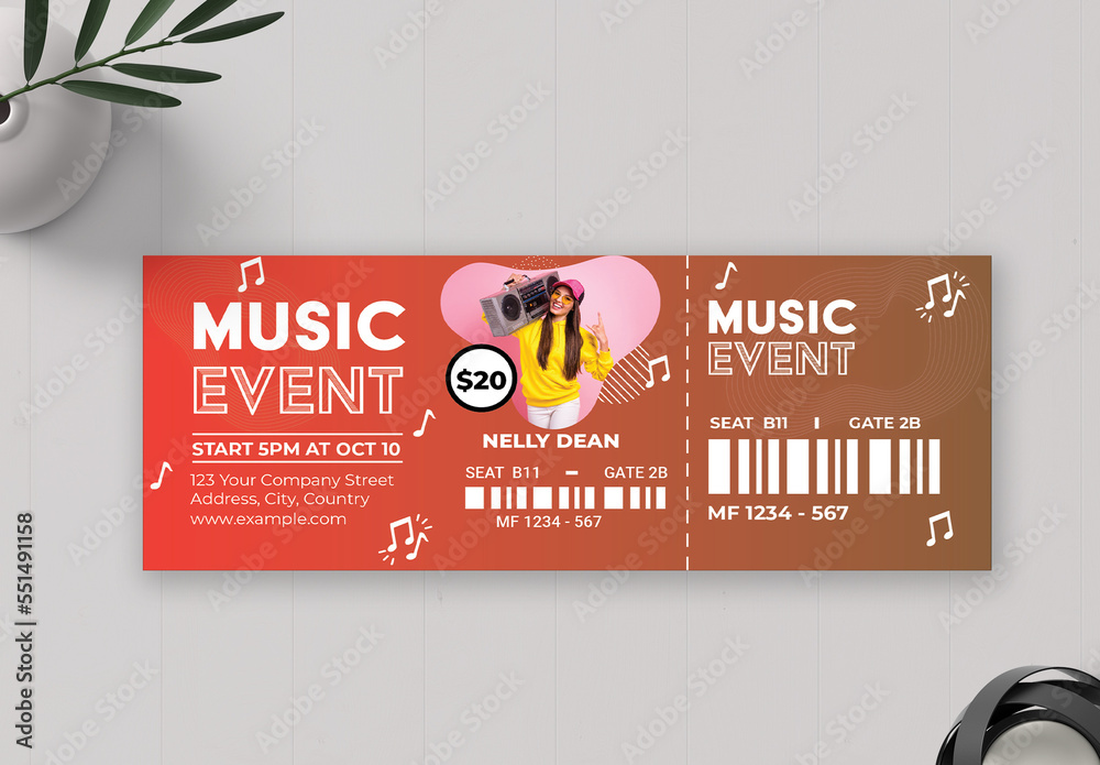 Event Ticket Template Stock Template | Adobe Stock
