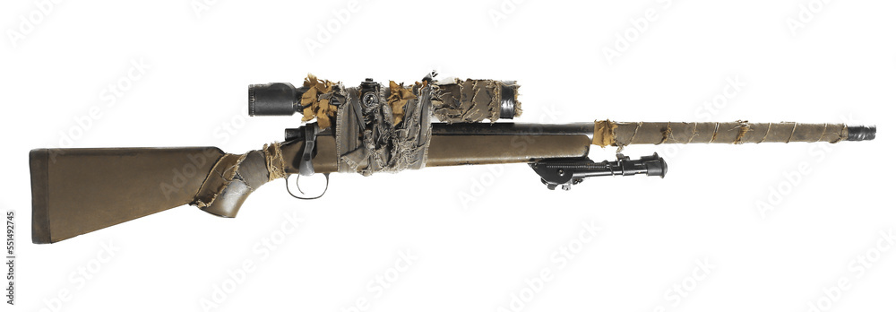 Rifle bolt action sniper weapon gun isolated on white background Stock ...