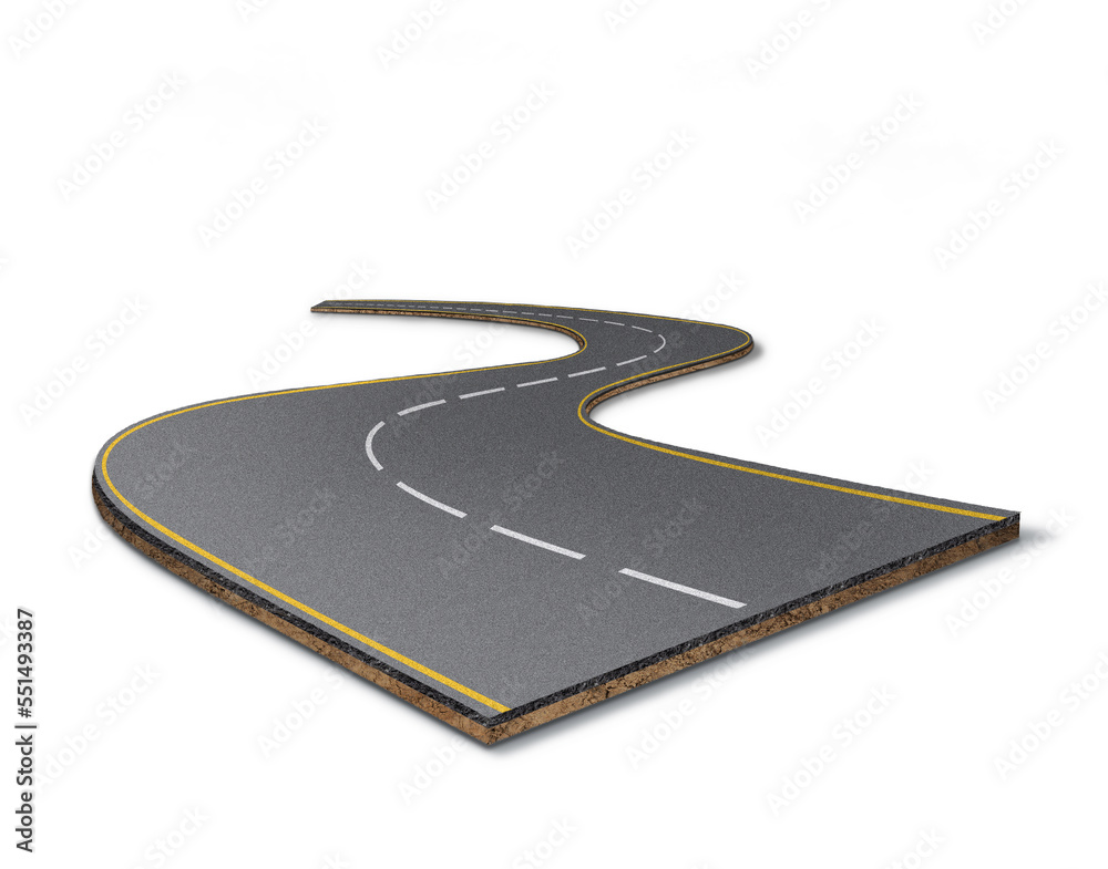 3d illustration of realistic road isolated on abstract white background ...