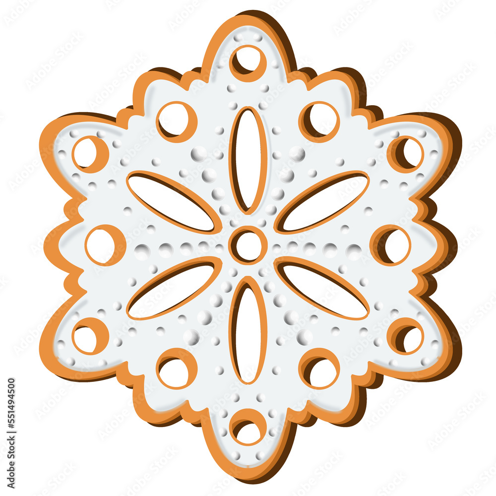 Snowflake gingerbread cookie. PNG illustration with transparent ...
