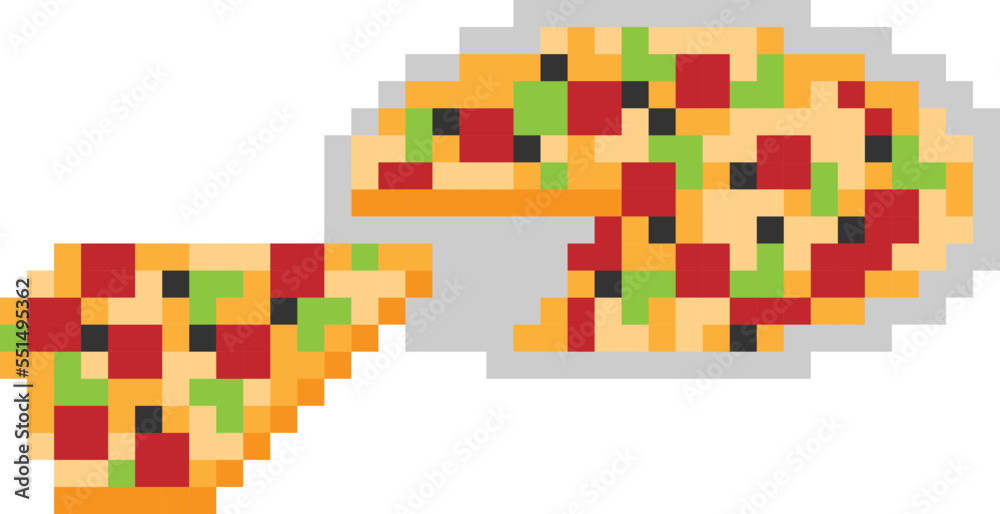 pizza food pixel art. vector illustration Stock Vector | Adobe Stock