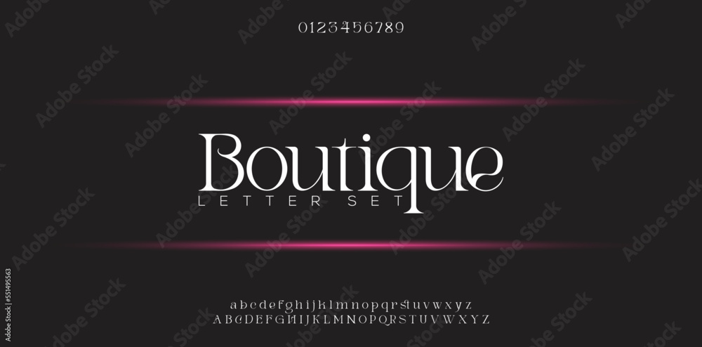 BOUTIQUE Luxury letter fonts and alphabet set. Modern tech typeface ...