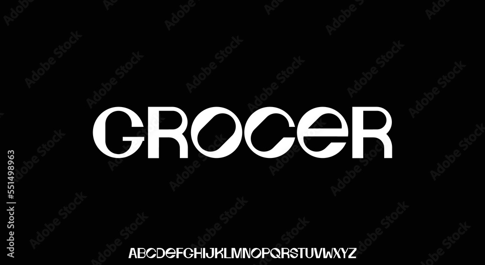 Vecteur Stock GROCER Amazing typeface vector logo design.Sports minimal ...