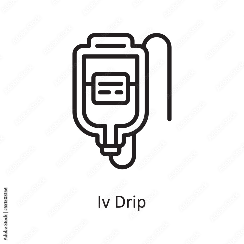 Iv Drip Vector Outline Icon Design illustration. Medical Symbol on ...